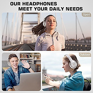 6S Wireless Bluetooth Headphones Over Ear, Hi-Fi Stereo Foldable Wireless Stereo Headsets Earbuds with Built-in Mic, Volume Control, FM for iPhone/Samsung/iPad/PC (White & Gold)