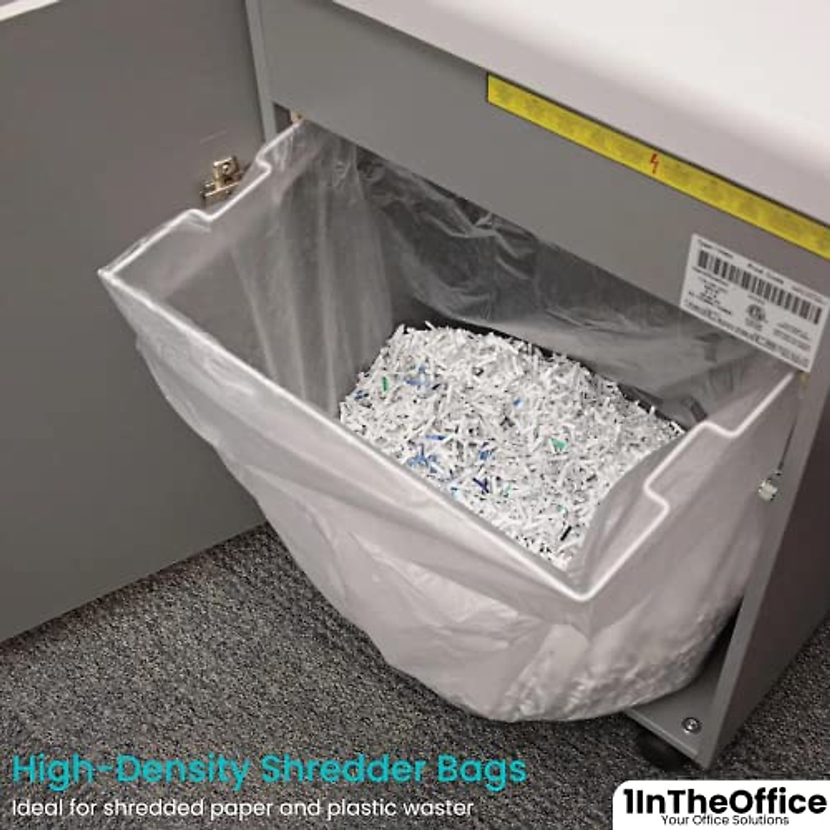 1InTheOffice Shredder Bags 30 Gallon, Bag Fits 25-33 Gallon, Paper Shredder Waste Bags Clear, (100 Box)