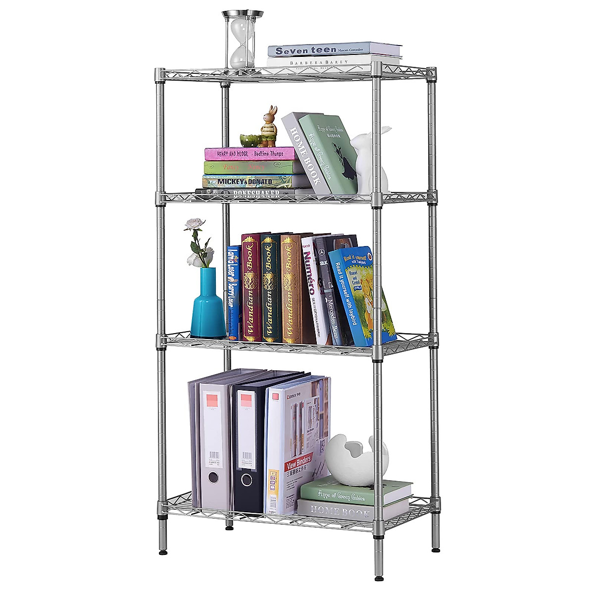 SINGAYE 4 Shelves Adjustable Storage Shelf Wire shelving Storage Rack 520lbs Loading Capacity Standing Shelf Units,23.2" W x 13.4" D x 47.2" H for Kitchen Office Pantry Room,Silver
