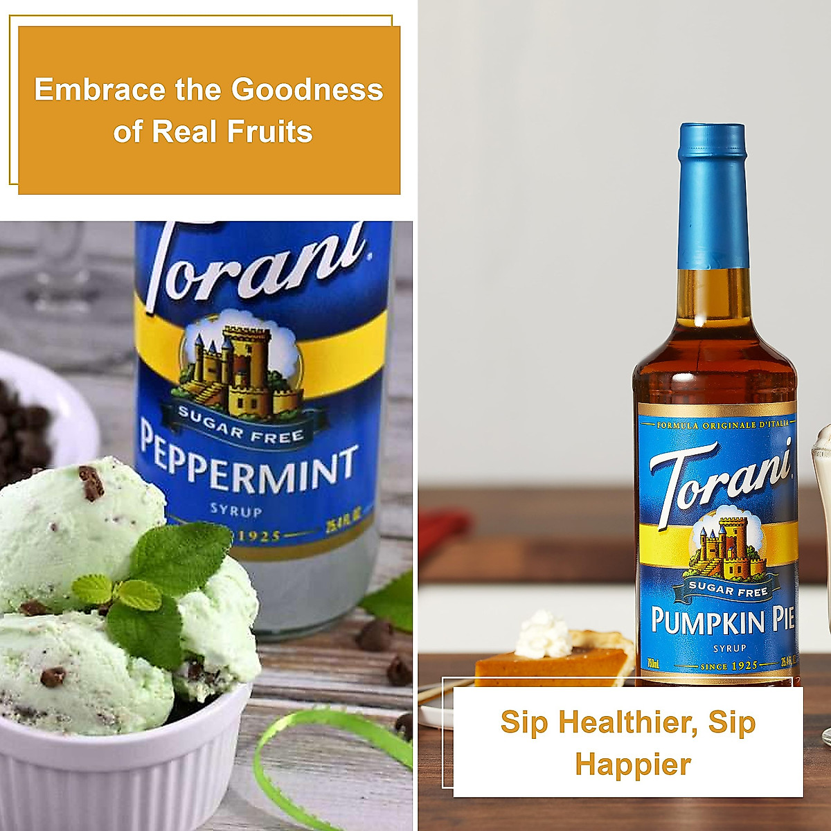 Torani Winter Syrup Flavors Sugar Free Brown Sugar Cinnamon Peppermint Pumpkin Pie Coffee Flavoring