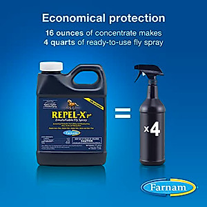 Farnam Repel-X pe Concentrated Fly Spray for Horses, Just Add Water 16 Ounces