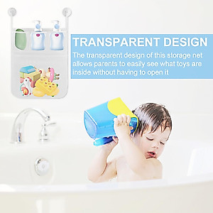 Jaeskeclip 2pcs Bath Toy Storage,Bath Toy Holder,Bath Tub Toy Holder Net With Pockets, Shower Caddy Holds Kids Toys, Soap, Or Shampoo, Hooks Included, White