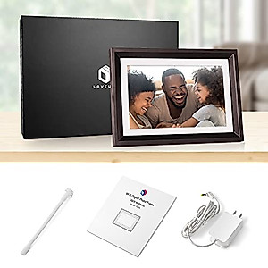 LOVCUBE Digital Picture Frame 10.1 inch WiFi Digital Photo Frame with HD Touch Screen Auto-Rotate Share Photos and Videos via App Anytime and Anywhere(Dark Brown)