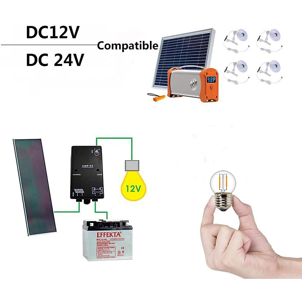 LDCHIUEN 12 Volt Low Voltage LED Light Bulbs - Soft Warm 2700K 1W (Only for 12V -24V DC/AC)- 15W Equivalent E26 Edison Base Small Globe Bulb for RV, Landscape Lights, 6PCS