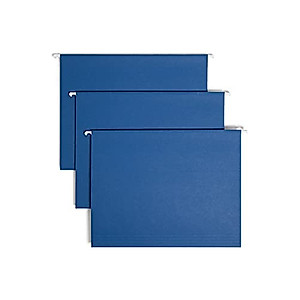 Smead Colored Hanging File Folder with Tab, 1/5-Cut Adjustable Tab, Letter Size, Navy, 25 per Box (64057)