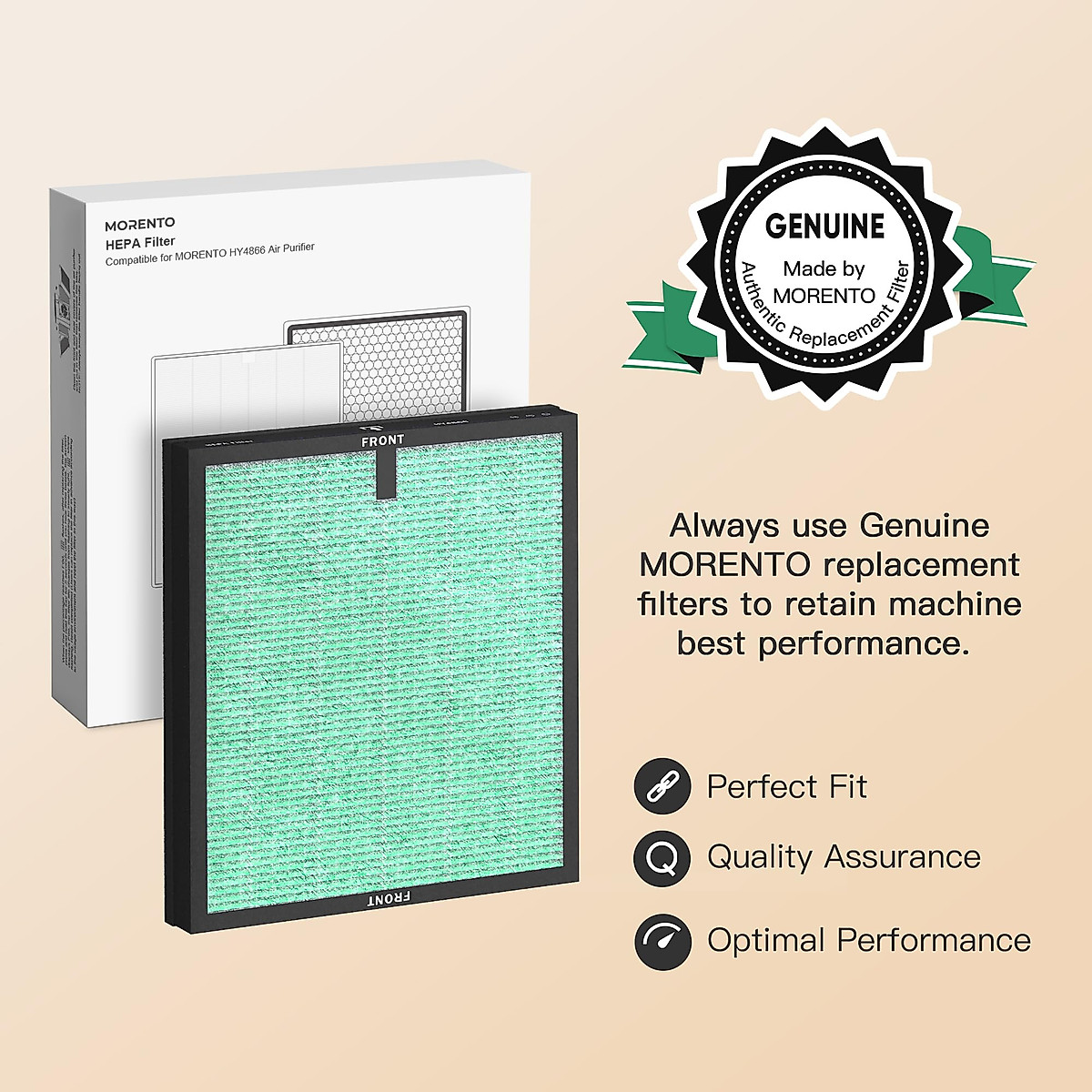 MORENTO 2 Pack HY4866 Genuine Air Purifier Replacement Filter for HY4866 Air Purifier, Pet Dander Version