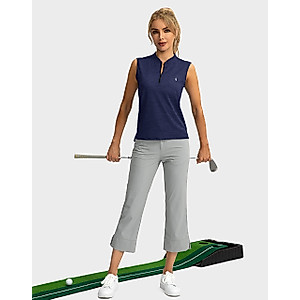 SANTINY Women's Sleeveless Golf & Tennis Polo Shirt - Quick Dry, Lightweight Tank Top (Navy, S)