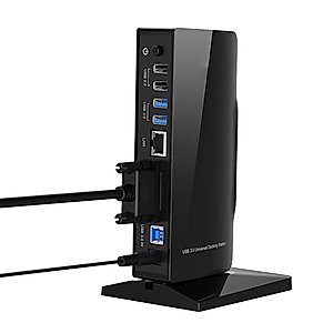 XUNMAIFHB Portable Docking Station,USB3.0 Docking Station Notebook high-Speed Transmission Multi-Function Converter DVI, Gigabit RJ4, Audio Interface, Microphone Interface Fast Transmission