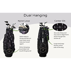 Zippa Large Black Golf Towel I Easy to Clean Clubs, Quick Drying in Rain I Microfiber Golf Towels for Golf Bags, Golf Ball Towel, Golf Club Towel, Golf Equipment, Towel Golf Accessories Men and Women