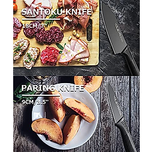 Knife Set,YOLEYA 15 Pieces Kitchen Knife Set Non Stick Coating Knife set with Block,Professional Knives Set for Kitchen