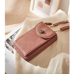 BROMEN Small Crossbody Bags For Women Leather Cellphone Purse Designer Zipper Wallets Fashion Shoulder Bag Pink