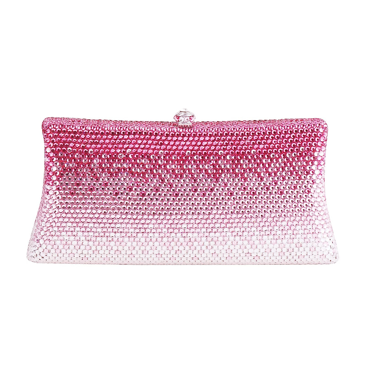 Evevictor Clutch Purse, Small Size Evening Handbag, Rhinestone Money Bag for Cocktail Prom Party Wedding Date (Hot Pink)