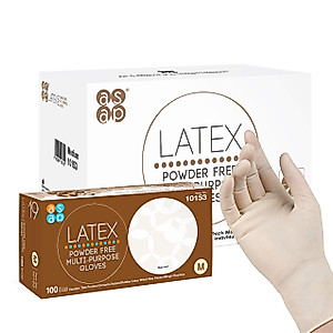 ASAP Latex Powder Free Multi-purpose Gloves, Disposable, 4.0 mil, Natural Latex (Medium - Box of 100)