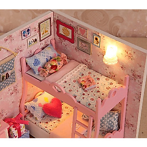 Flever Dollhouse Miniature DIY House Kit Creative Room with Furniture for Romantic Valentine's Gift(Because of Meeting You)