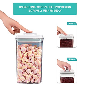 Vhorate Pop Up Food Storage Containers with Lids, Pop top food storage containers for Pantry Kitchen, Airtight Container Sets With Label BPA Free 8PCS