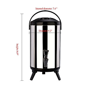 Stainless Steel Insulated Barrel Double Walled Beverage Dispenser with Spigot Keep Hot Water Milk Tea Coffee Juice, Home Party Use 1.59 Gallon