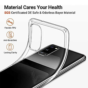HHUAN Case for TCL 10 Plus (6.47 Inch) with 2 X Tempered Glass Screen Protector, Clear Soft Silicone Cover Bumper TPU Shockproof Phone Case for TCL 10 Plus - WM86