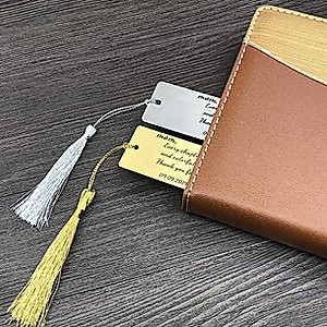 FKOG Personalized Bookmarks, Custom Engraved Stainless Steel Metal Bookmarks for Women Men Hand Stamped Perfect Wedding Party Gift for Her (Custom Link)