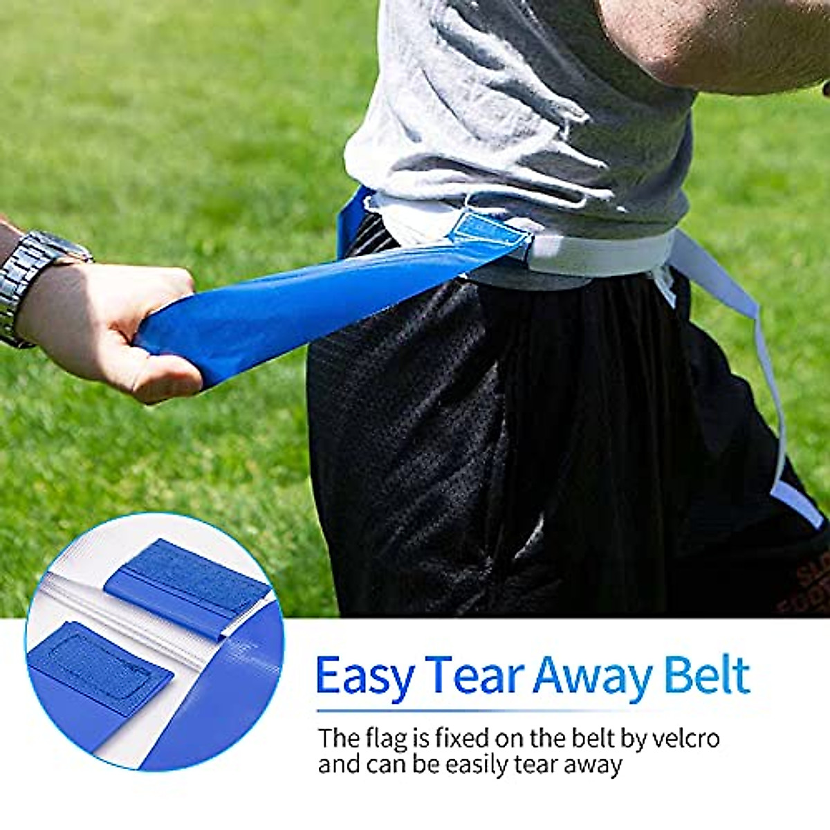 1 Set/ 2 Set Flag Football Belts and Flags, 1 Set Includes 14 Belts, 42 Flags and 4 Cones, Easy Tear Away Belt for Kids/Adults Players(1 Set)