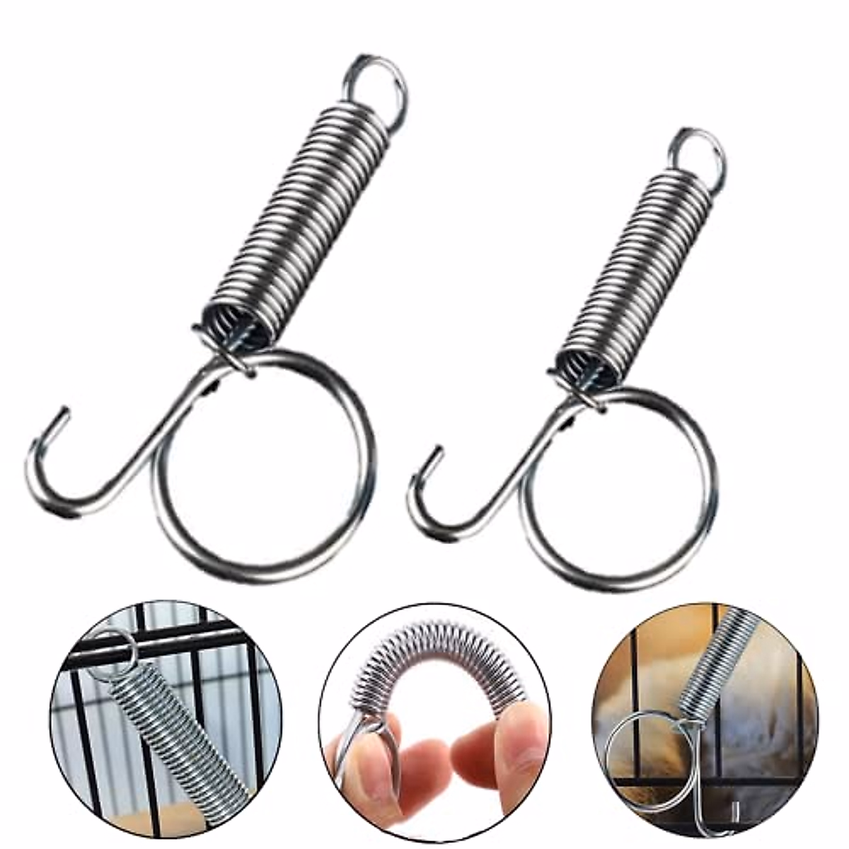 10PCS 85/115mm Spring Door Latch Cage Door Spring Hook Metal Finger Spring Latch Hook for Fixing Rabbit, Dog, Cat, Parrot,Pet Cage Door