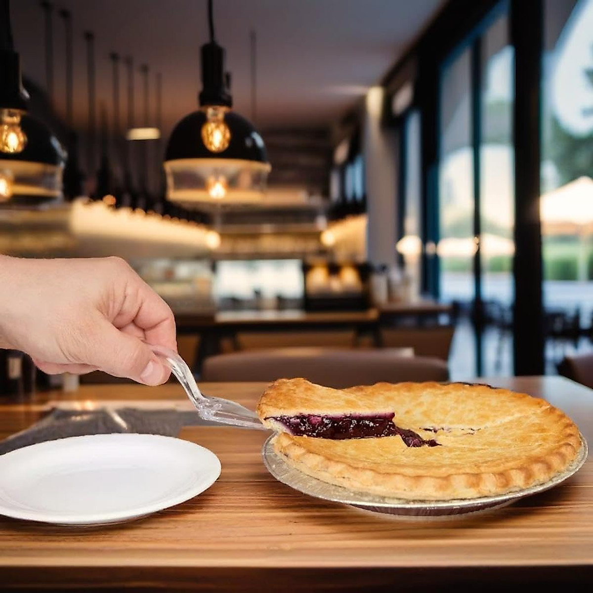 (Pack of 6) Clear 10" Disposable Plastic Pie and Cake Servers, Heavy Duty Spatula for Serving, Cutting, and Slicing Pizza, Pastry, and Desserts (Clear, Pack of 6)