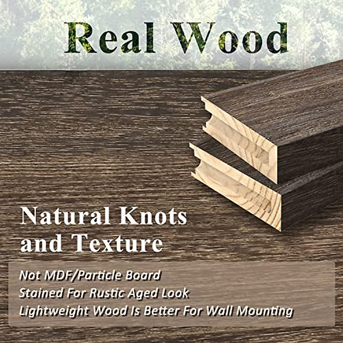 Floating Shelves 36 inches Rustic Natural Wood Shelf for Wall Set of 2 Open Shelving Farmhouse Light Wooden Wall Mounted Shelf Decor for Bathroom, Living Room, Kitchen, Dark Brown (36" W x 5.5"D)