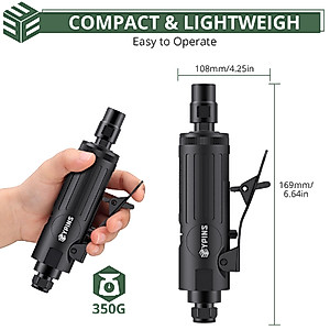 EYPINS Air Straight Die Grinder,1/4" Pneumatic Angle Die Grinder,25000 RPM,Heavy Duty Compressed Sander Polisher for Contour Grinding, Cutting, Polishing, Weld Repair,Deburring