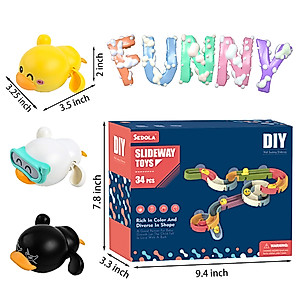 37 PCS Bath Toys Water Balls Tracks Wall, Bathtub Toys Slide Construction with Mini Duck Toys, Toddler Bath Toys for Boys Girls Gift