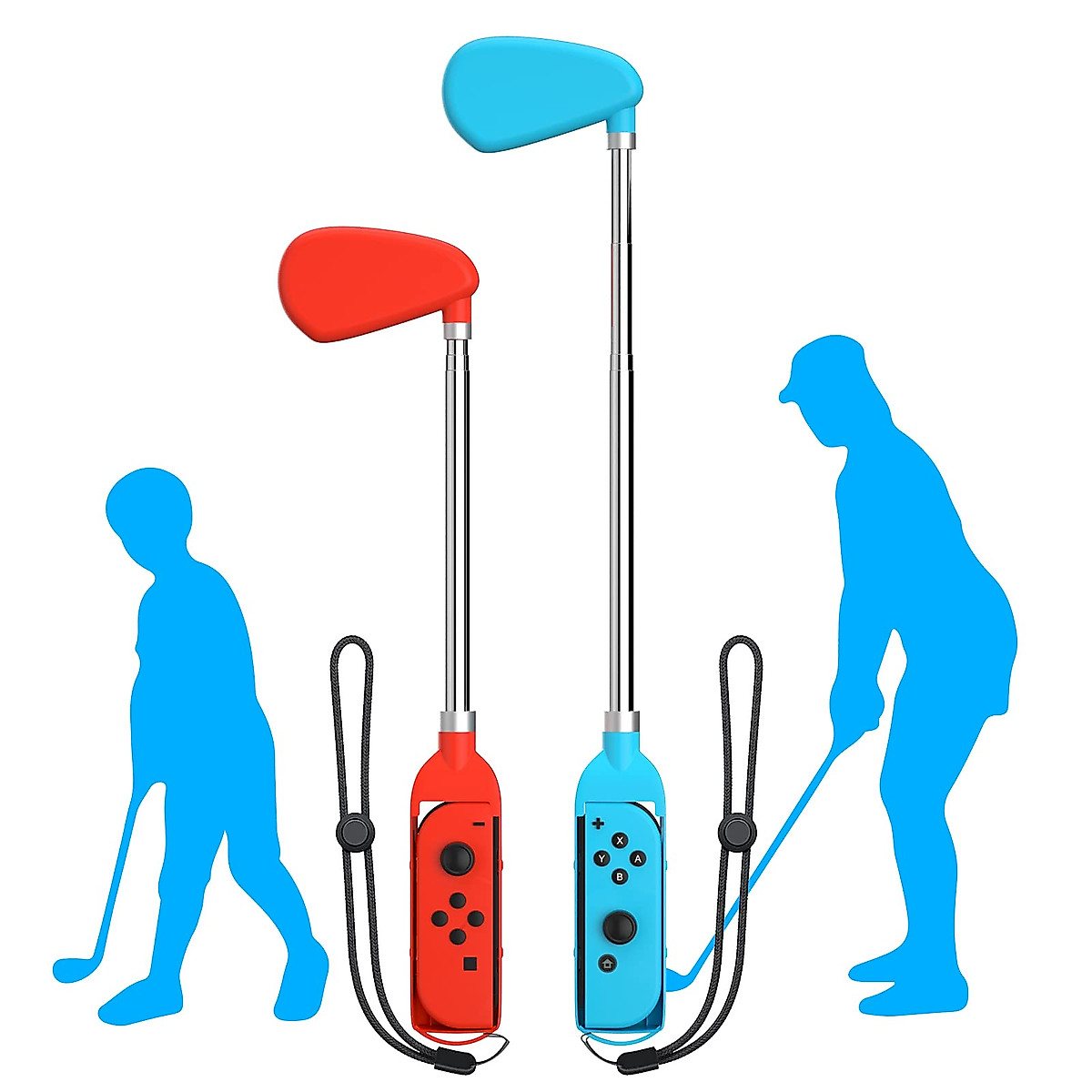 Golf Clubs for Nintendo Switch Mario Golf Super Rush 2021, Adjustable Handle Grip Compatible with Mario Golf Switch - Blue and Red