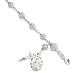IceCarats 925 Sterling Silver Rosary Chain Charm Bracelet 7.75 inch