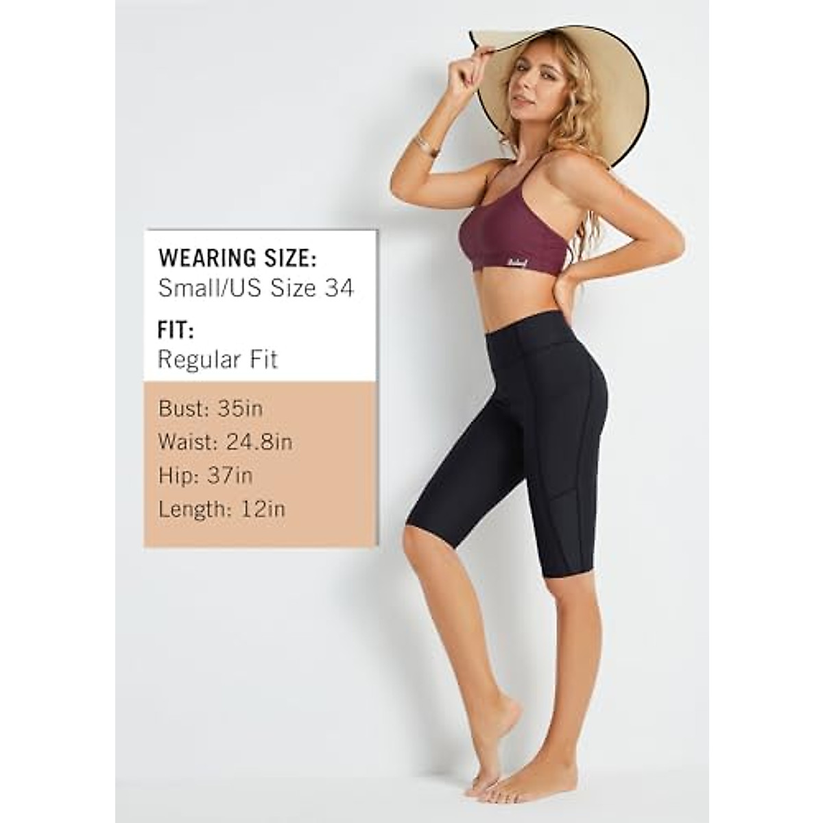 BALEAF Women's Swim Shorts SPF UV High Waisted Tummy Control Tankini Bathing Suit Swimsuit Bottoms with Pockets Black XS