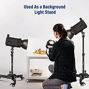 NEEWER Pack of 2 Heavy Duty Light Stands with Wheels, 2.4 Feet Max. Height, Foldable Tripod Stand for Low Angle Shooting, Light Stand for Softbox, Monolight and Other Photography Equipment, ST72