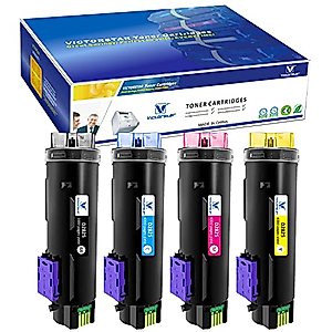 VICTORSTAR 4 Colors Compatible Toner Cartridges S2825cdn H625cdw H825cdw【Extra High Yield】 5000 Pages for Black & 4000 Pages for C M Y for Dell Color Laser Printers H625cdw H825cdw S2825cdn (4C)
