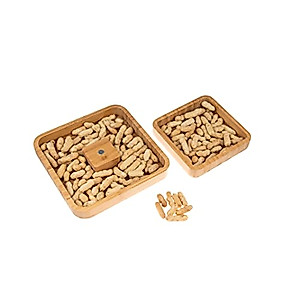 Mateda Bamboo Pistachio Snack Bowl Double Dish Nut Bowl with Shell Storage, 9.5" x 9.5" x 3.8"