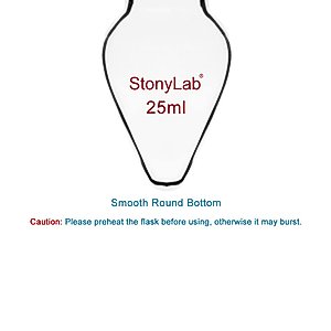 stonylab Recovery Flask, Heavy Wall Single Neck Borosilicate Glass Rotary Evaporator Flask with 24/40 Standard Taper Outer Joint, Pear-Shaped Lab Flask, 25 ml