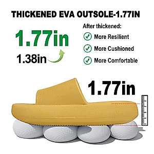 Geweo Cloud Slippers for Women Men Thicken Sole Pillow Cushion Slides Super Comfy Soft Memory Foam Slides Non Slip House Shower Slides Sandals Plastic Yellow Slides Unisex 8-9Women/7-8Men