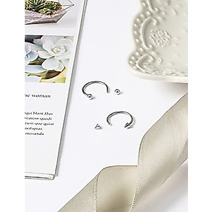 Ovxznts 16G Surgical Steel Nose Septum Horseshoe Hoop Earring Eyebrow Tragus Helix Lip Rings Piercing Jewelry Ball Spike Silver-tone