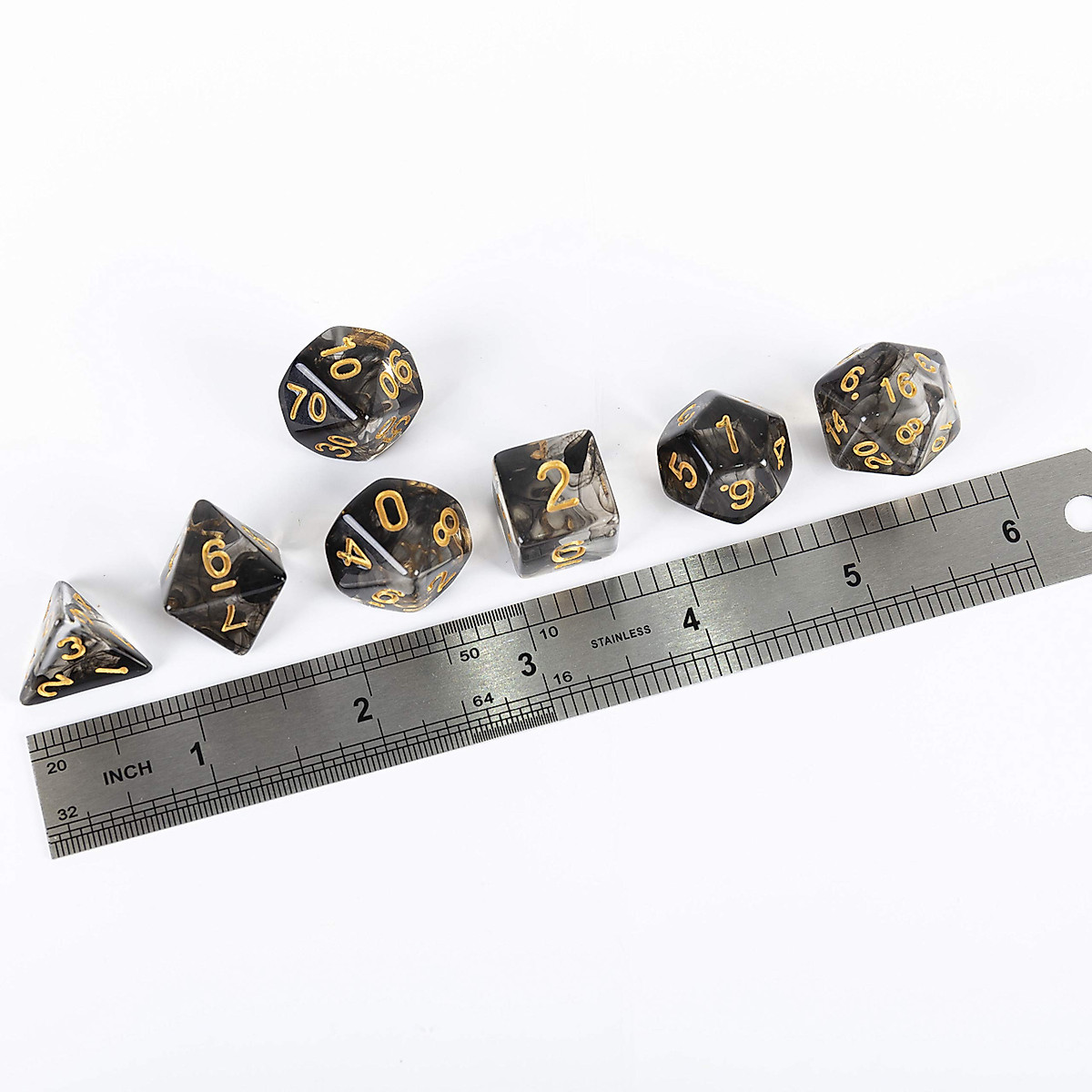 2 Sets DND Dice Set Black White D&D Dice Smoke Clear Resin Polyhedral Crystal D20 Dice for Dungeons and Dragons RPG Tabletop Game Accessories