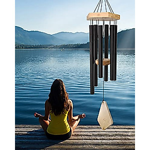 Howarmer Wind Chimes Outdoor Deep Tone, 30 Inches Wind Chimes Outdoor, Memorial Wind Chimes with Hook as Gifts for Mother's Day/Housewarming/Christmas, Patio, Garden, Yard, Home Decor. Black