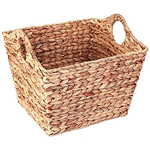 Vintiquewise Water Hyacinth Square Wicker Shelf Basket (Large)