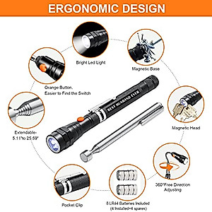 Magnetic Pickup Tools Gifts for Men - Engraved "BEST HUSBAND EVER" Telescoping Magnet Flashlight Pick Up Gadget Tool LED Light for Men, DIY Handyman, Father/Dad, Husband, Boyfriend, Him, Women URGENEX
