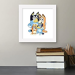Trends International Gallery Pops Bluey - Dad, Mum, Bluey and Bingo Wall Art, White Framed Version, 12'' x 12''