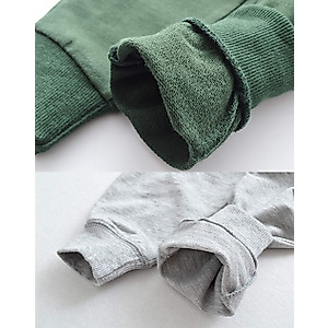 HUAER& Baby Boy's Jogger Pants Dinosaur Car Animal Print Drawstring Elastic Sweatpants (1-Pack 2-Pack) (Dark Green + Light Gray, 4T)