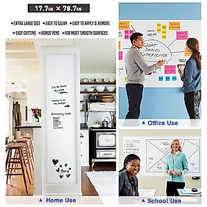 Nicpro Dry Erase Whiteboard Sticker Wall Decal, 17.7" X 78.7"(6.5 ft) Self-Adhesive White Board Peel Stick Paper to Do List with 3 Color Water-Based Pens for School, Office, Home, Kids Drawing