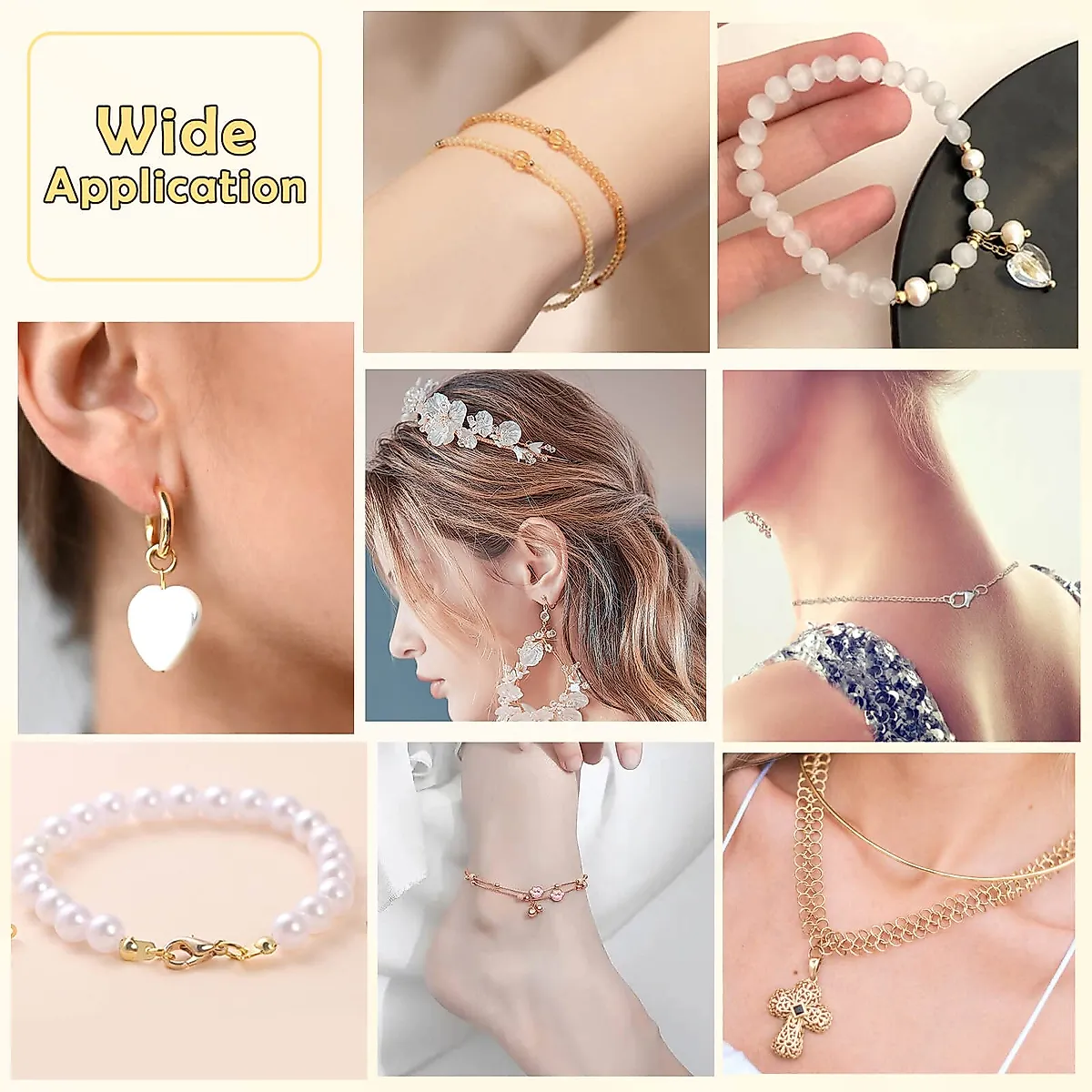 Acejoz 1200 Pcs Crimp Beads Kit for Jewelry Making, Crimp Beads, Crimp Covers, Crimp Tubes and Wire Guardians, Lobster Clasps, Jump Rings, Crimping Pliers and Beading Wire for Jewelry Making