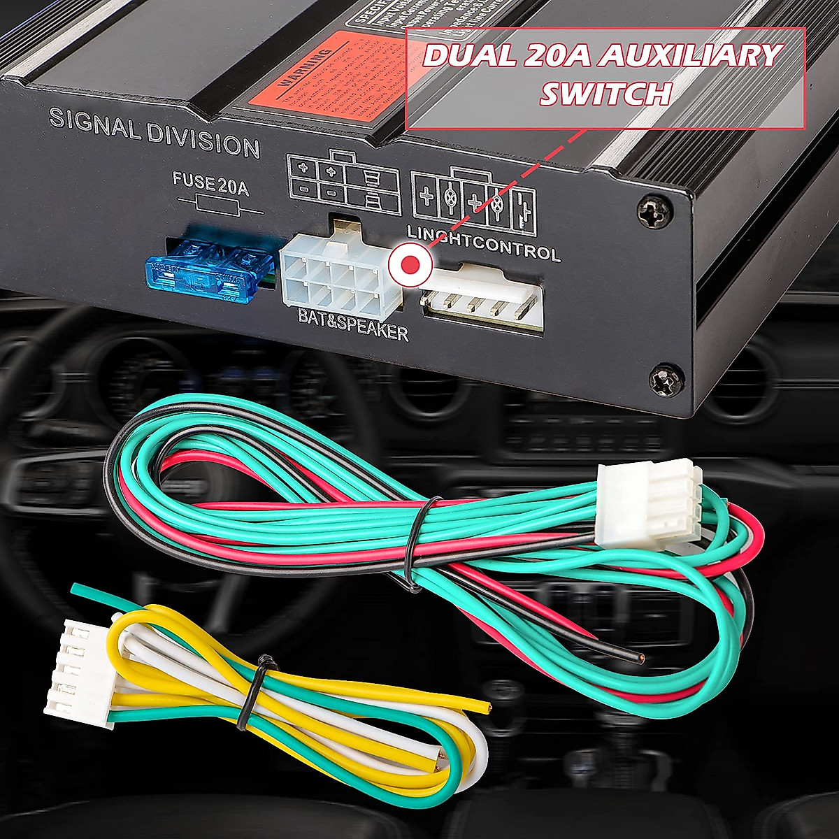 SMALLFATW Police Siren 20 Tones 130 DB 200 Watt, Dual 20A Auxiliary Switch, Wireless Remote USB Rechargeable 15M Control Range, Car PA System Speaker Horn, Emergency Siren for Car Truck Vehicles