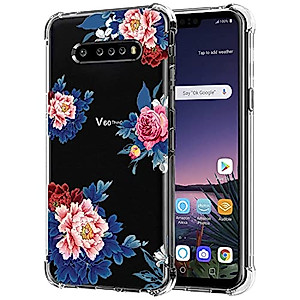 Tothedu Phone Case for LG V60 ThinQ 5G Case/LG V60/LM-V600 Case for Girls, Clear Slim Shockproof Pattern Soft Flexible TPU Back Phone Protective Cover Cases for LG V60 ThinQ (Blue Flower)