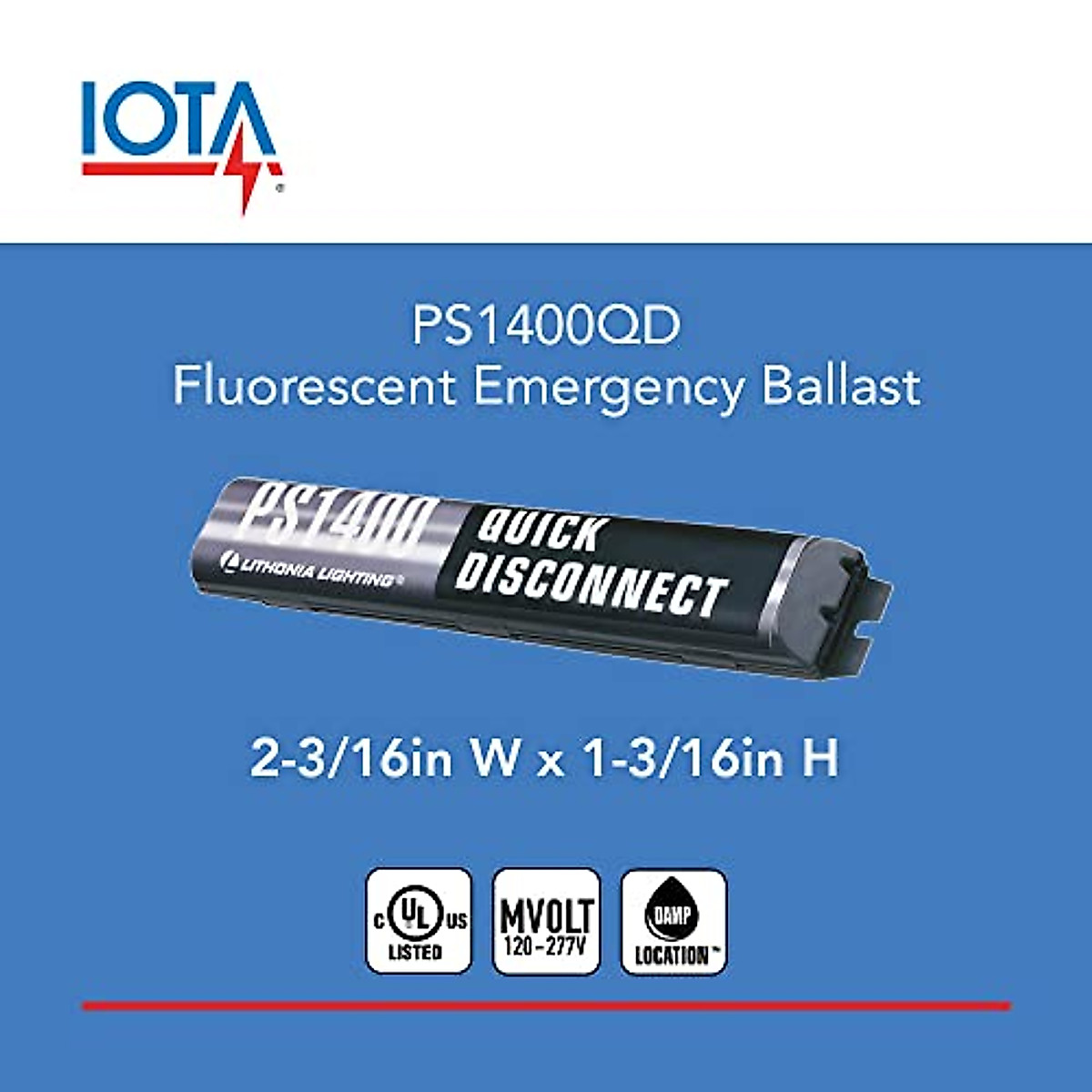 Lithonia Lighting PS1400QD MVOLT SD Quick Disconnect Emergency Ballast With Battery Control Module, 1400 Lumens Reduced-Profile, 120-227 Volts, Black