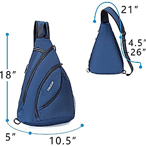 OSOCE Sling Bag,Cross body Bags for 13.3" iPad Laptop,Left Right Handed Convertible for School Travel Hiking Bicycle (Dark Blue)