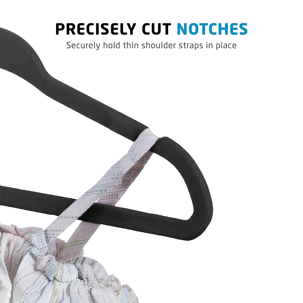 Himimi Clothes Hangers 10 Pack, Black Non-Slip Velvet Clothes Hangers with Shoulder Notches, Pants Bar, 360° Swivel Hook, Space-Saving, for Closet